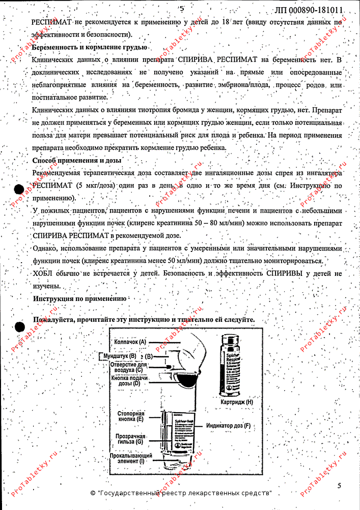 Спирива респимат - 4 отзыва, инструкция по применению
